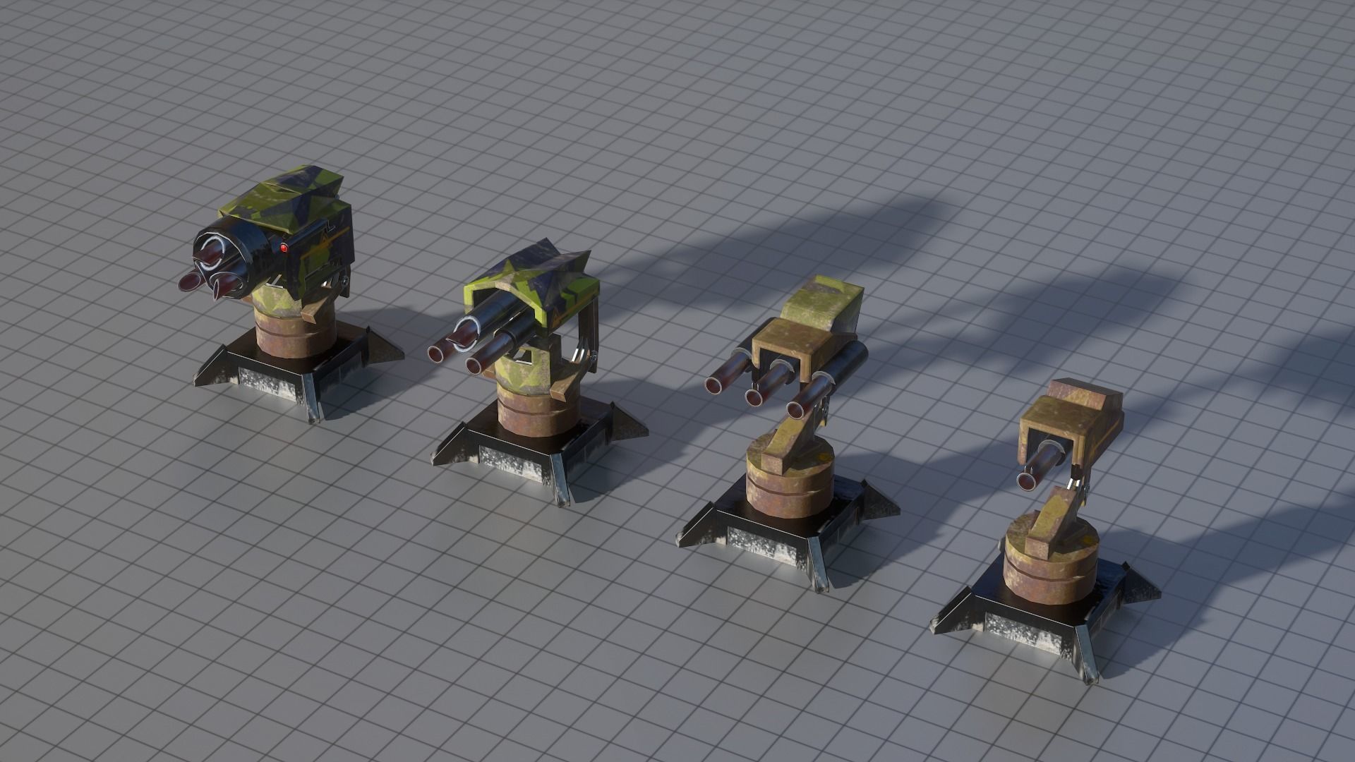 3D model Turrets bundle VR / AR / low-poly rigged | CGTrader