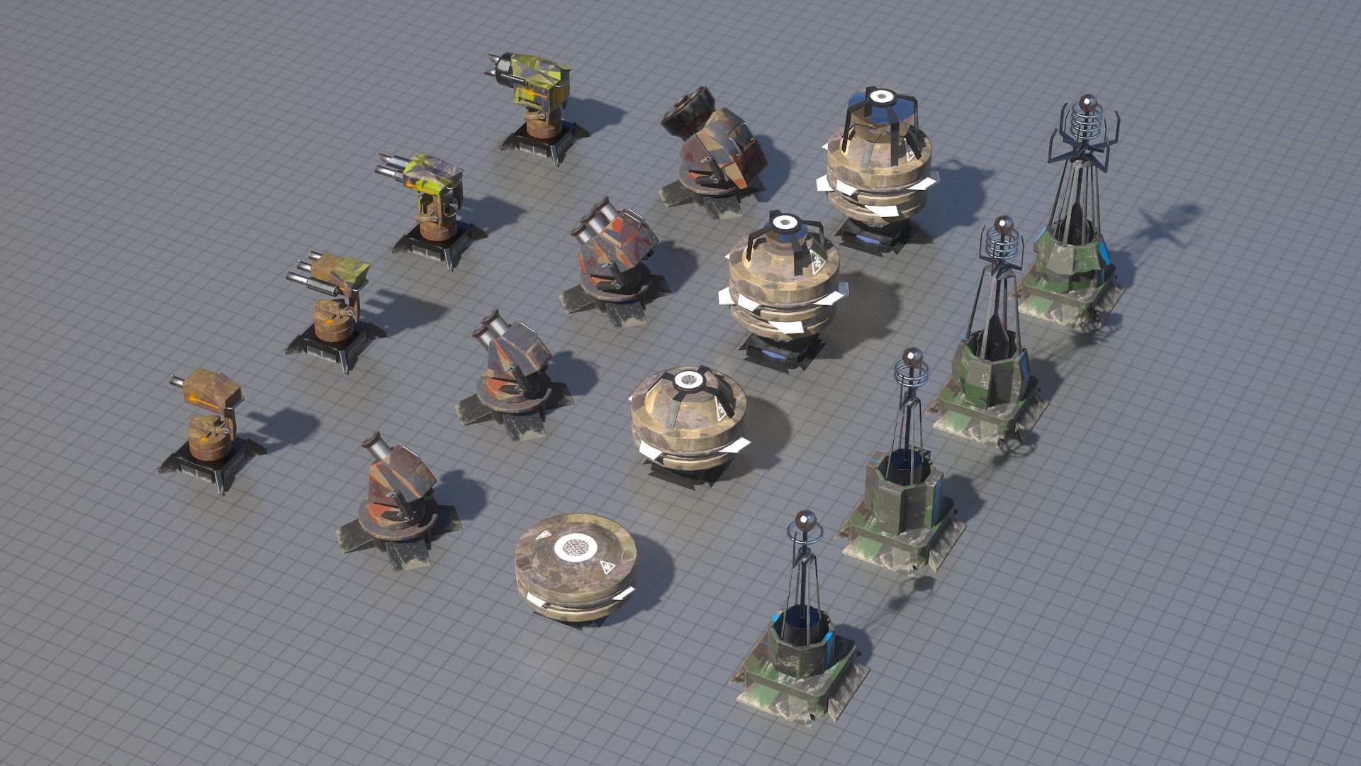 3D model Turrets bundle VR / AR / low-poly rigged | CGTrader