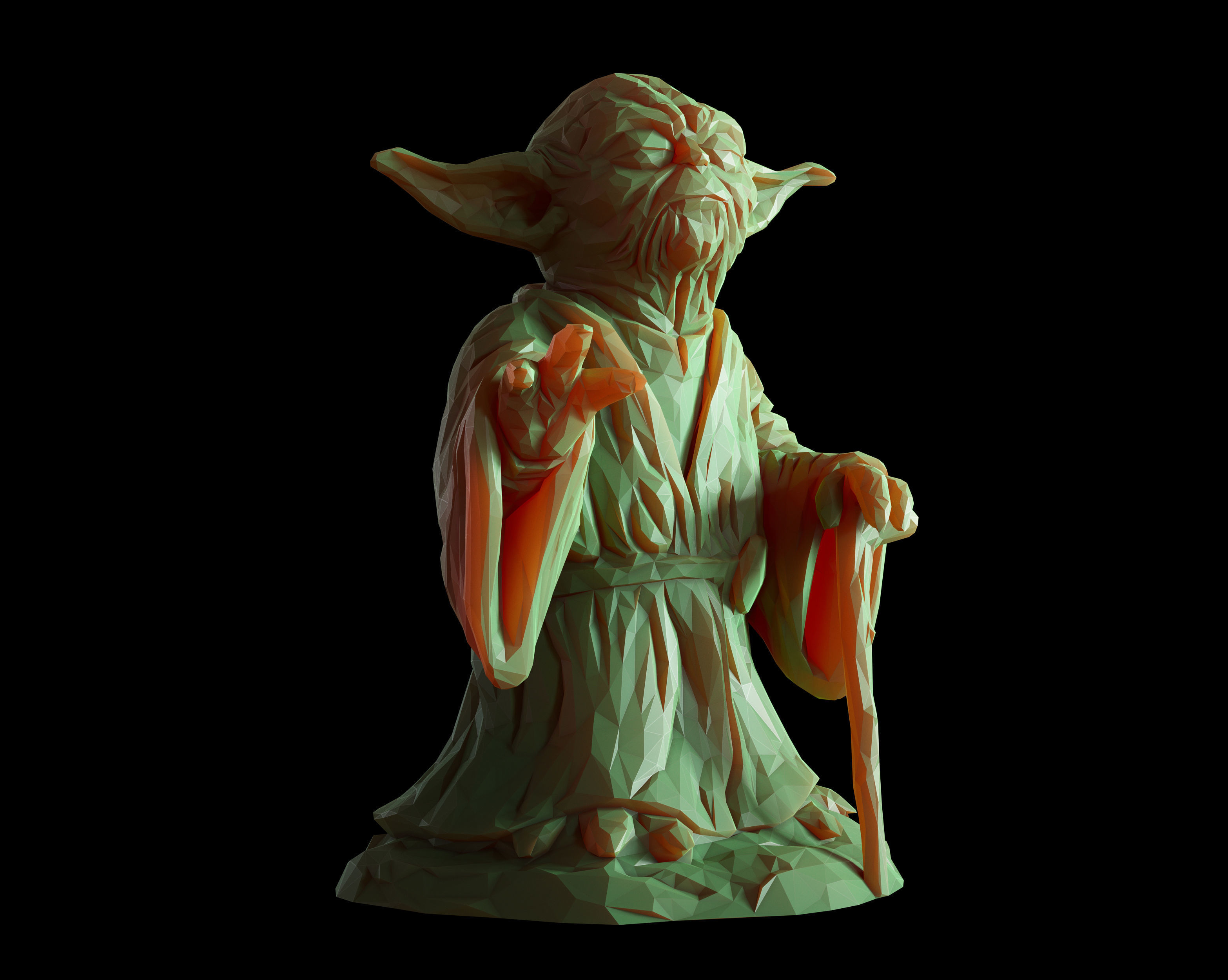 Yoda Lowpoly Sculpture fan 3d print model 3D model 3D printable | CGTrader
