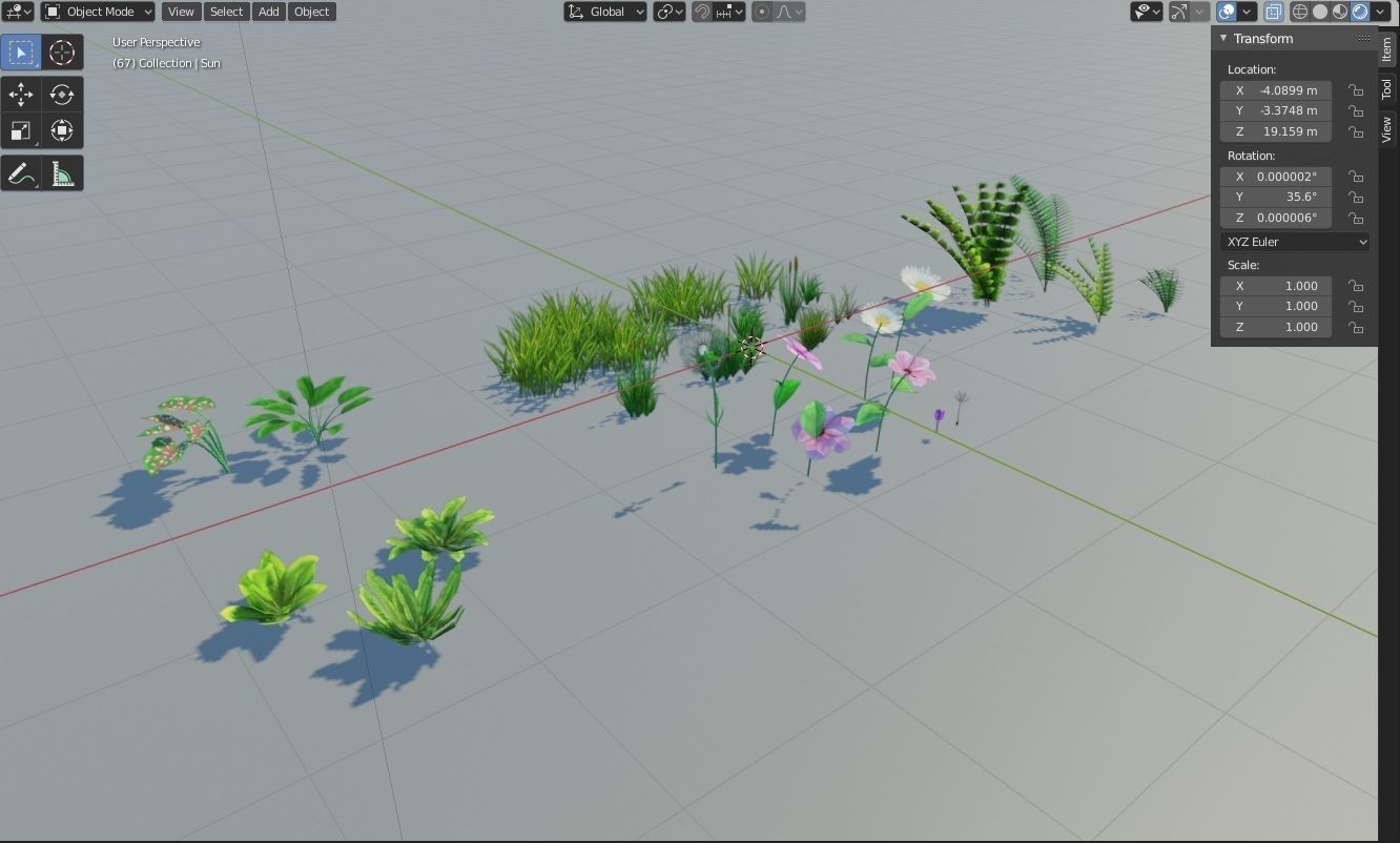 3D model Foliage plants and grasses in computer program VR / AR / low ...