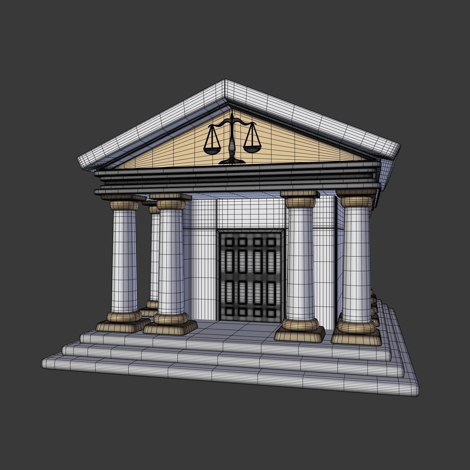Courthouse Cartoon - Balance Scale Icon 3D model | CGTrader
