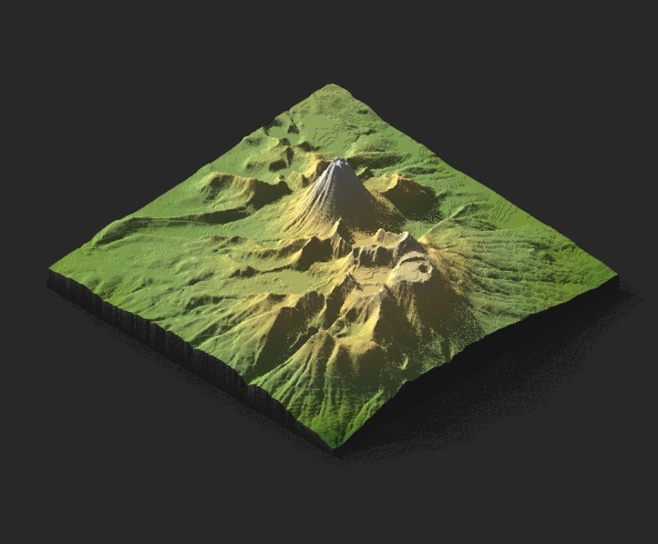 3D MODEL MAPS of Mt Ngauruhoe for CNC and 3D Printing 3D model | CGTrader