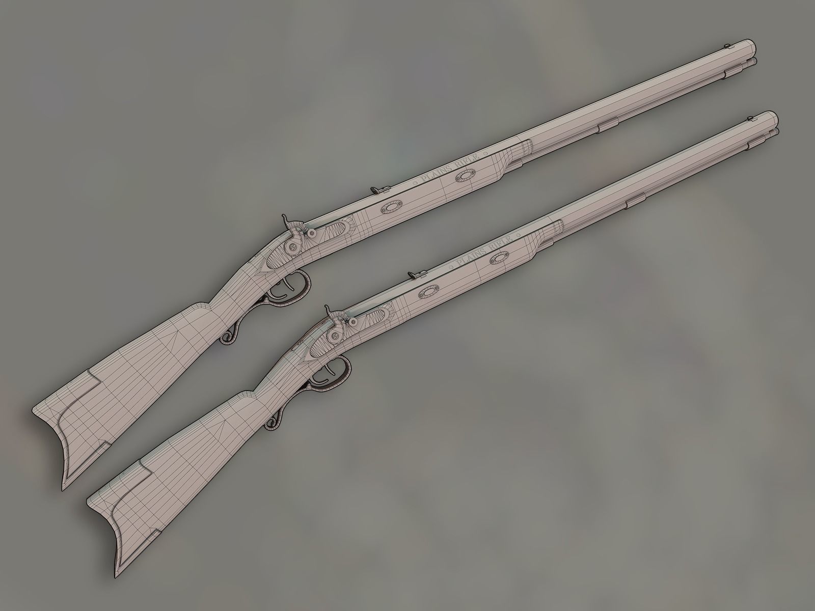 Lowpoly PBR Plains Precussion Rifle free VR / AR / low-poly 3D model ...