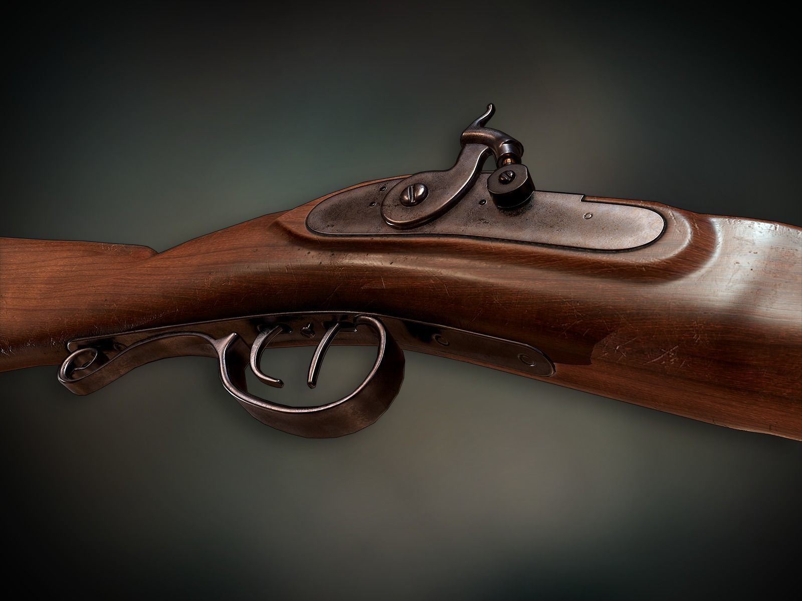 Lowpoly PBR Plains Precussion Rifle free VR / AR / low-poly 3D model ...