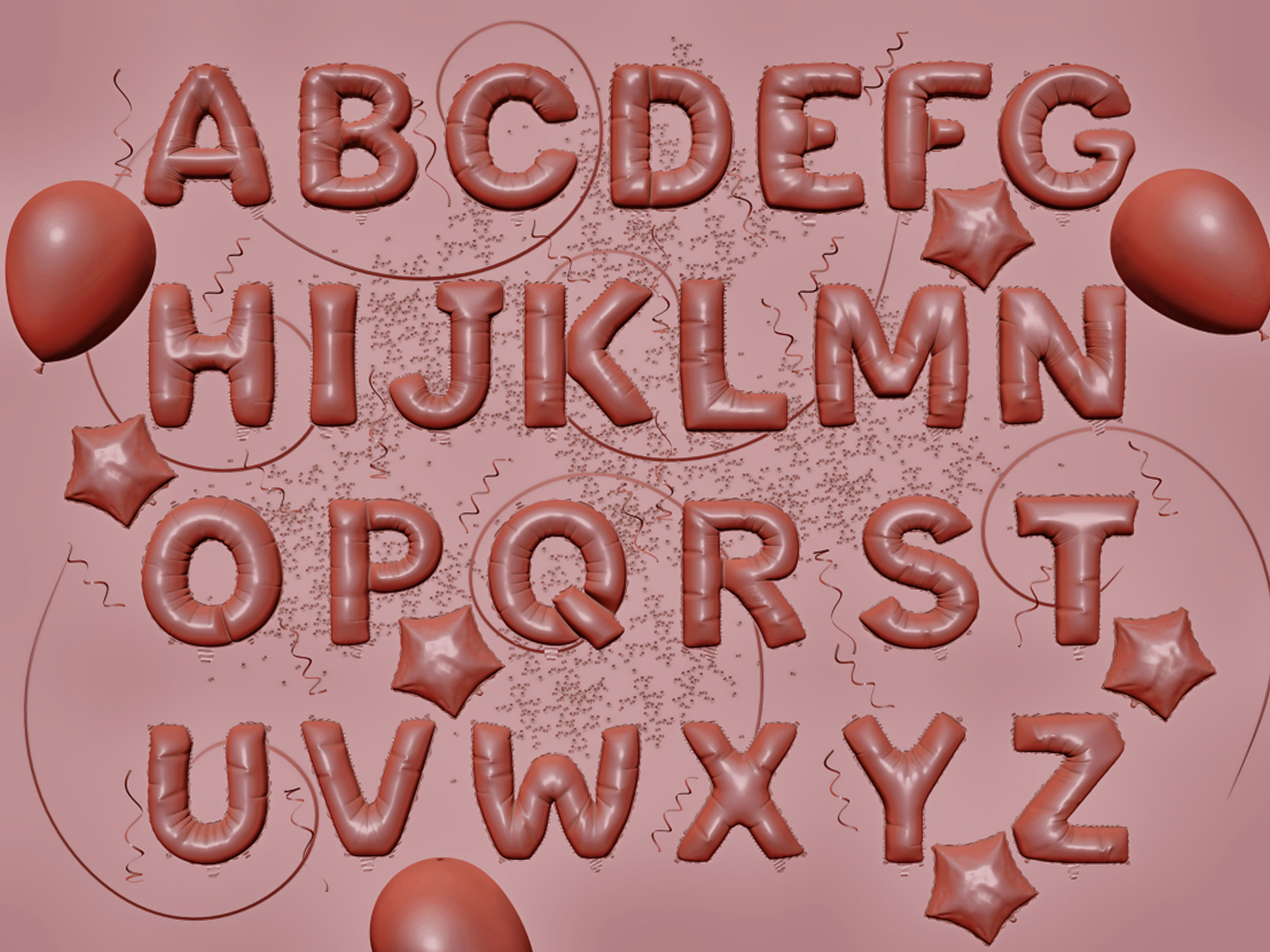 balloons Alphabet 3D model | CGTrader