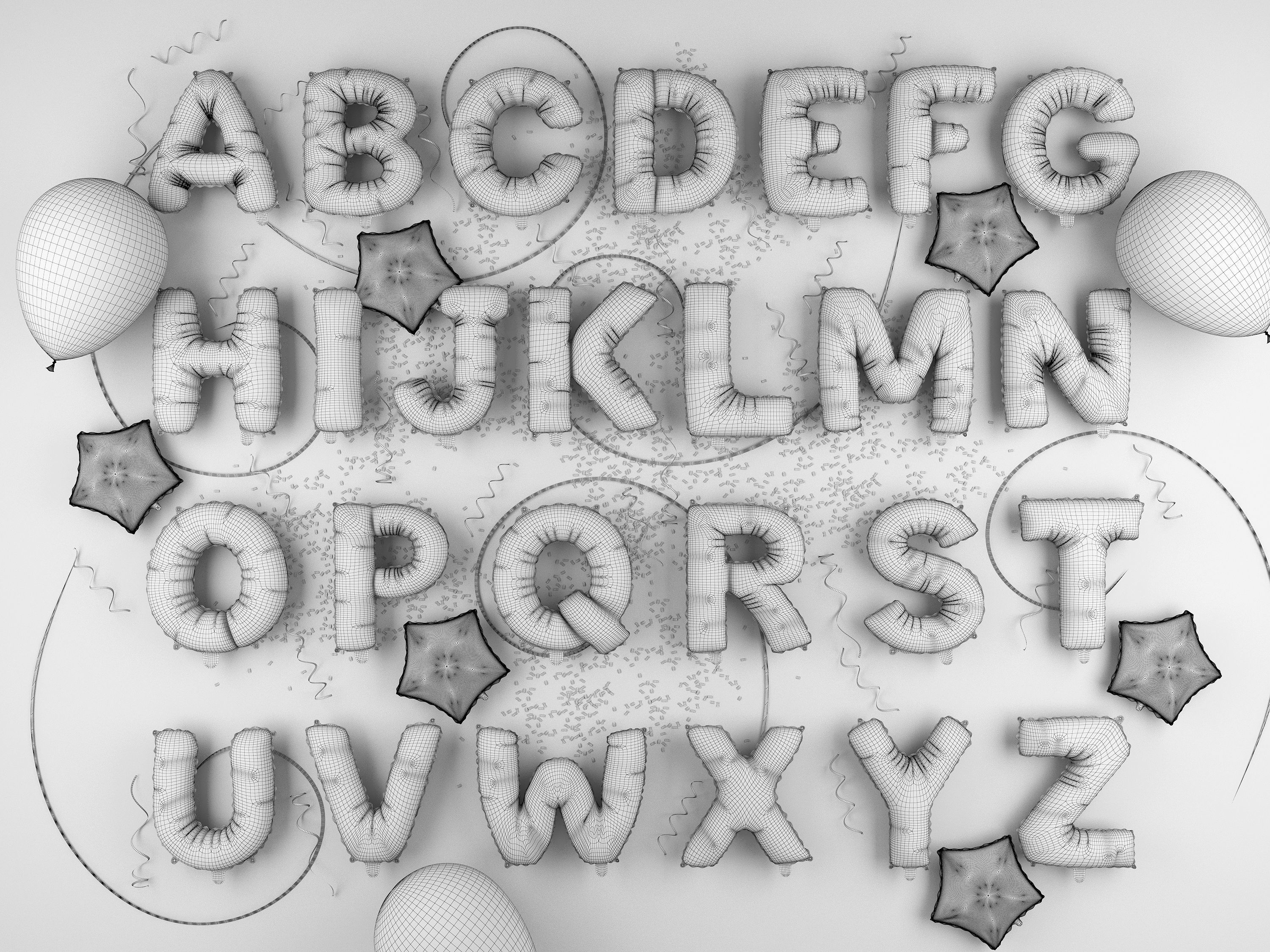 balloons Alphabet 3D model | CGTrader