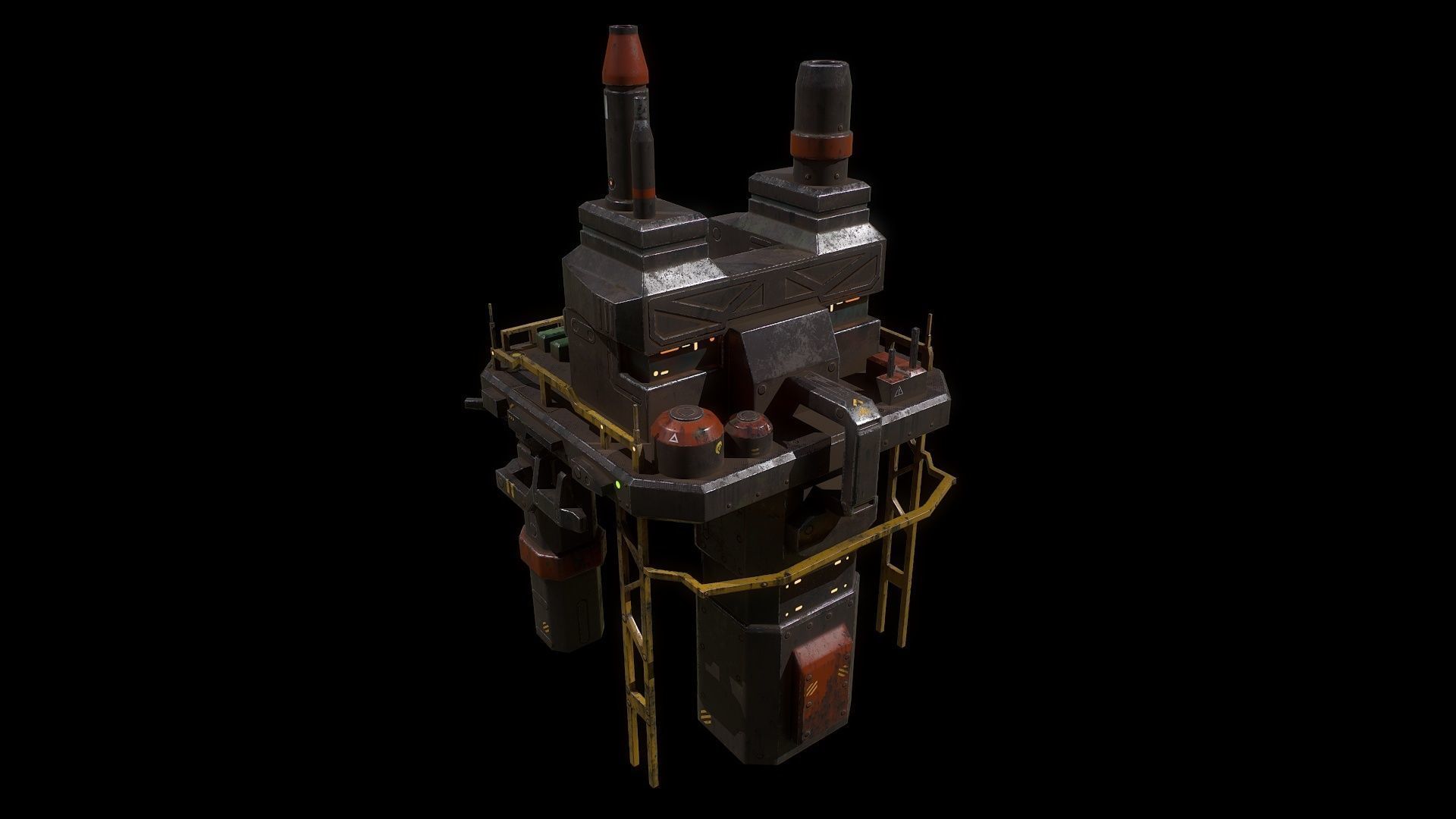 3D model Low poly futuristic oil rig building asset VR / AR / low-poly ...