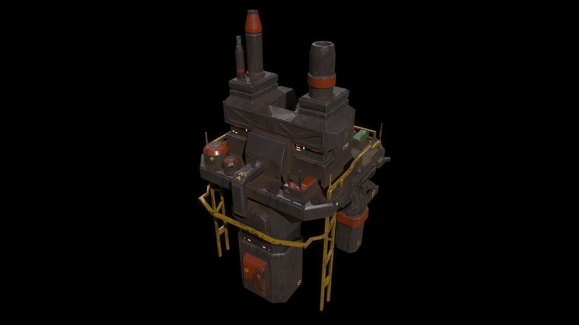 3D model Low poly futuristic oil rig building asset VR / AR / low-poly ...