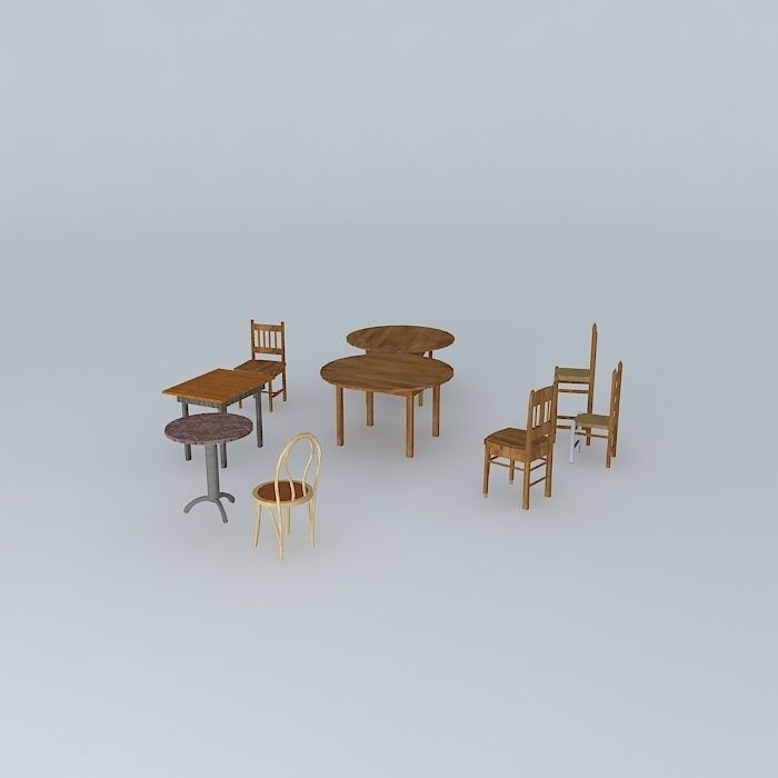cafe chairs and tables free 3D model | CGTrader