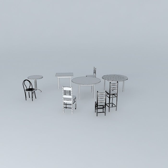 cafe chairs and tables free 3D model | CGTrader