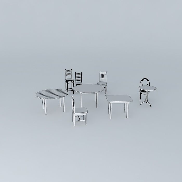 cafe chairs and tables free 3D model | CGTrader