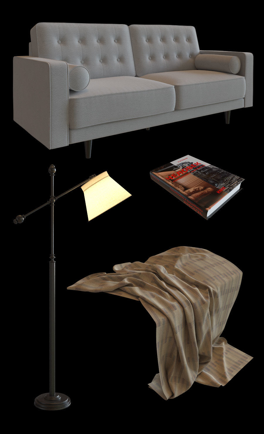 Sofa Sacramento with decor 3D model | CGTrader