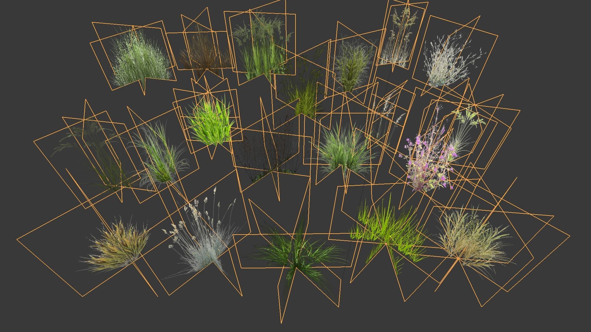 3D Model Collection 20 lowpoly grass set VR / AR / low-poly | CGTrader