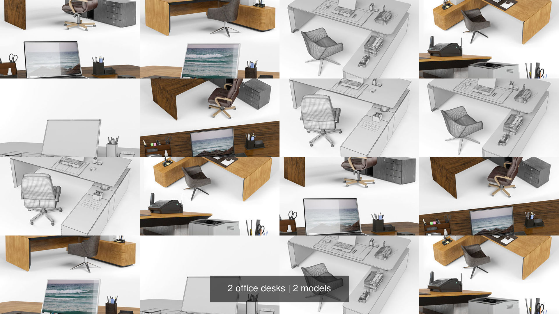 2 office desks 3D Model Collection | CGTrader