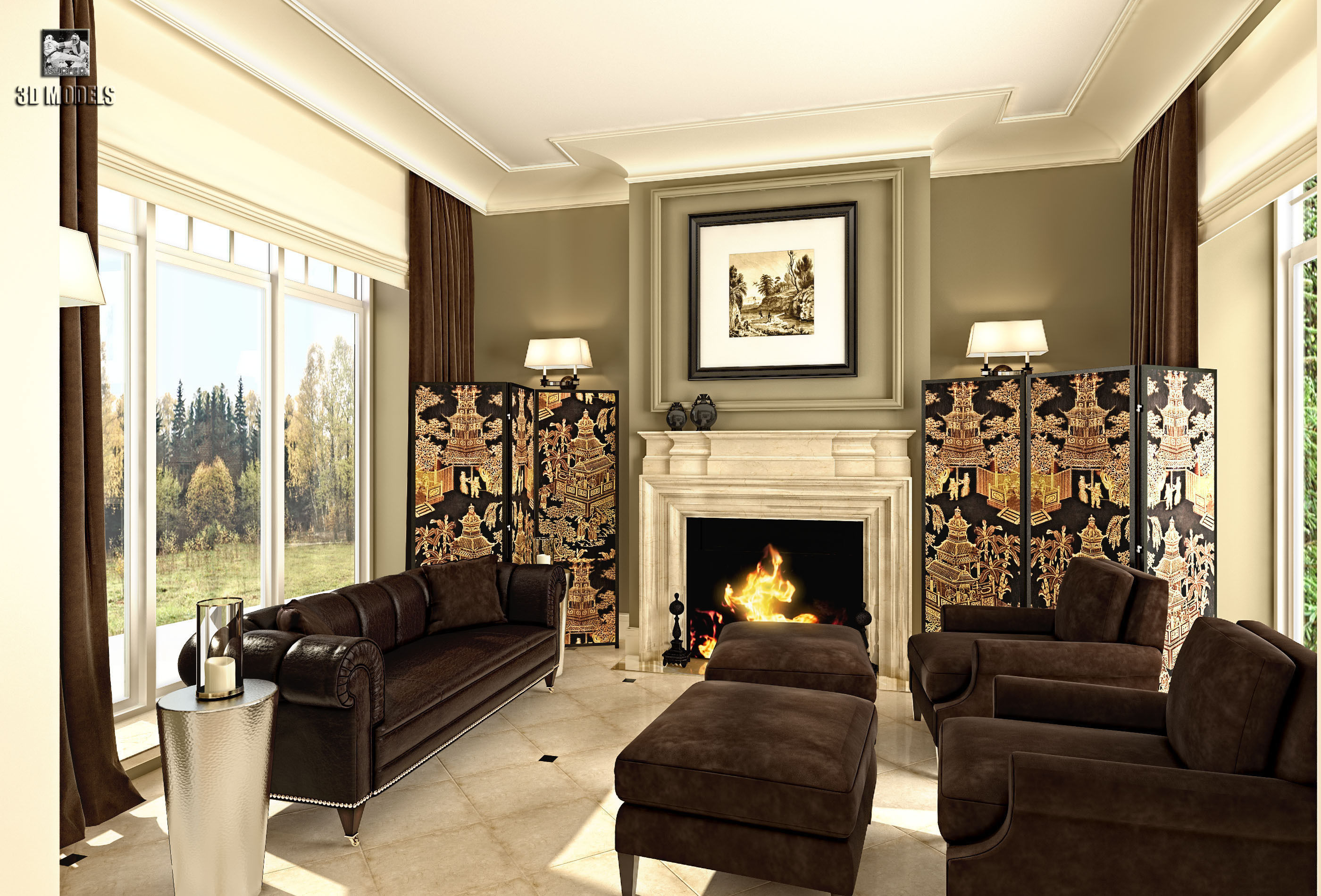 Big House Interior Scene Luxury 3D model | CGTrader