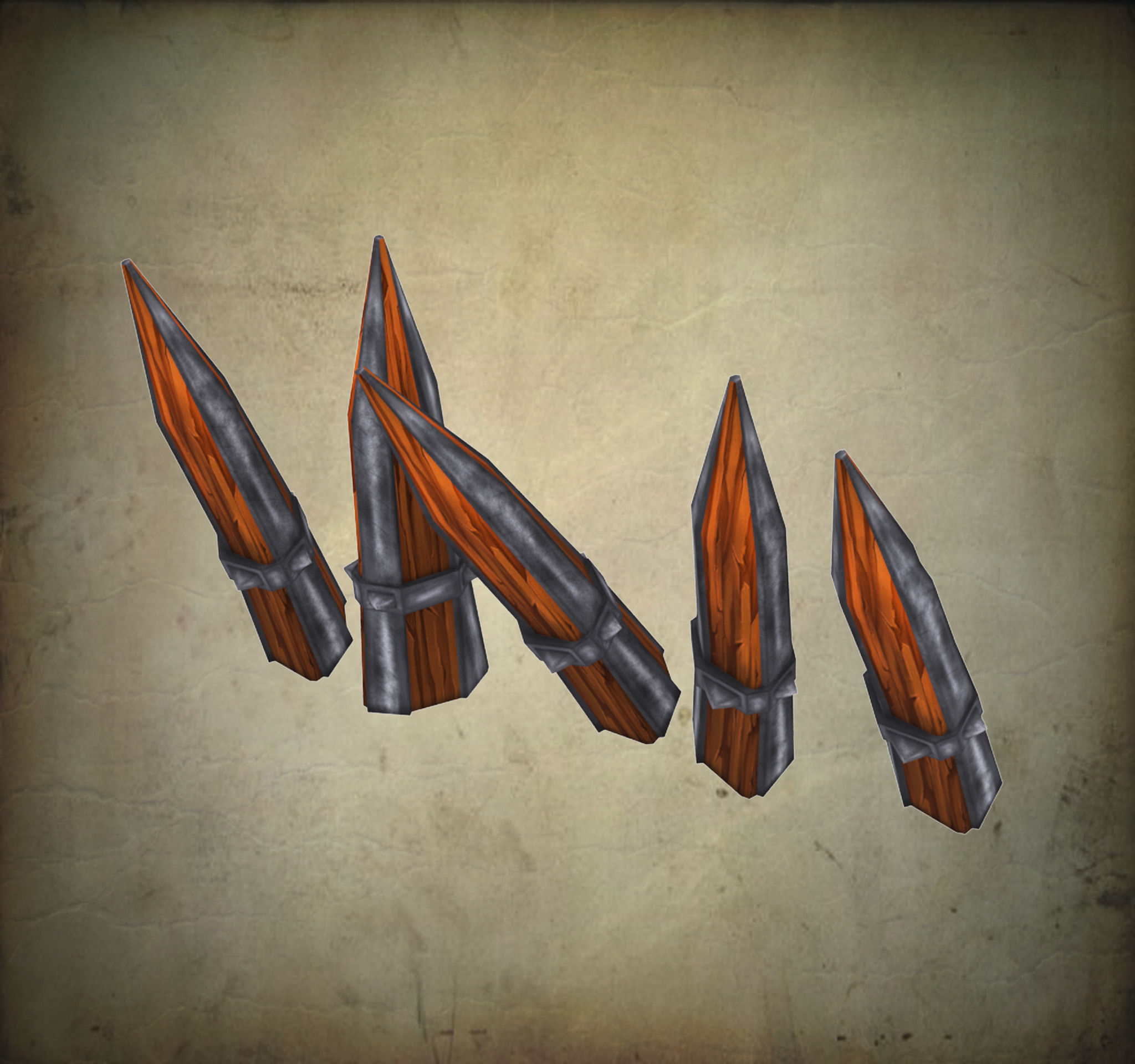 3D model Spike Low Poly wooden sword with metal handle VR / AR / low ...