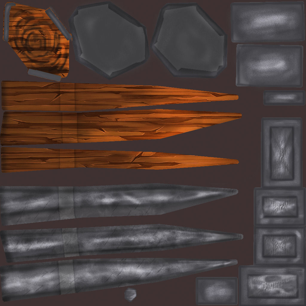 3D model Spike Low Poly wooden sword with metal handle VR / AR / low ...