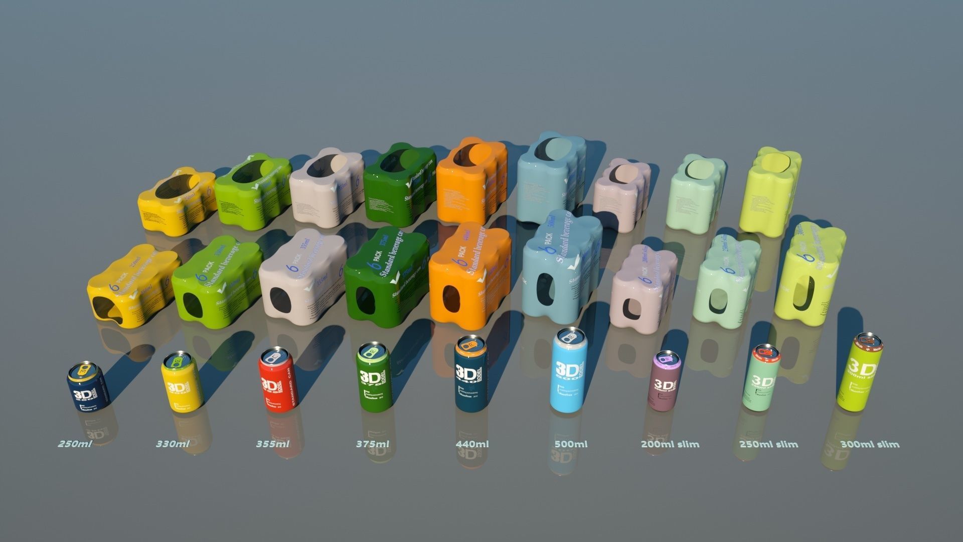 Cans in a plastic shrinkwrap 3D models Mega Pack 3D model | CGTrader