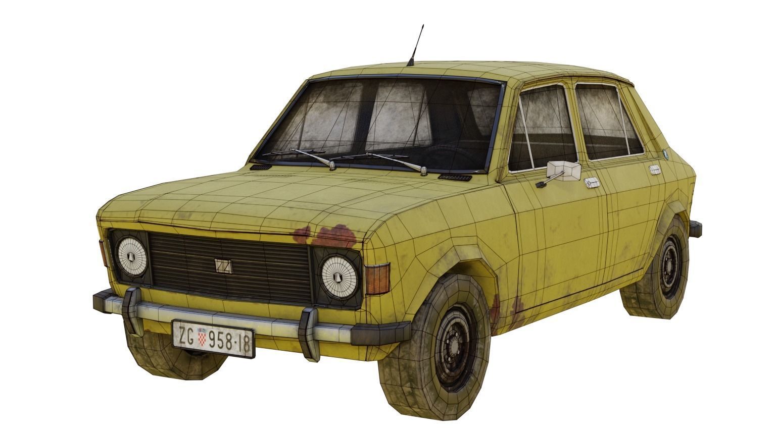 3D model Yugo Zastava Old Rusty Car Low Poly VR / AR / low-poly | CGTrader