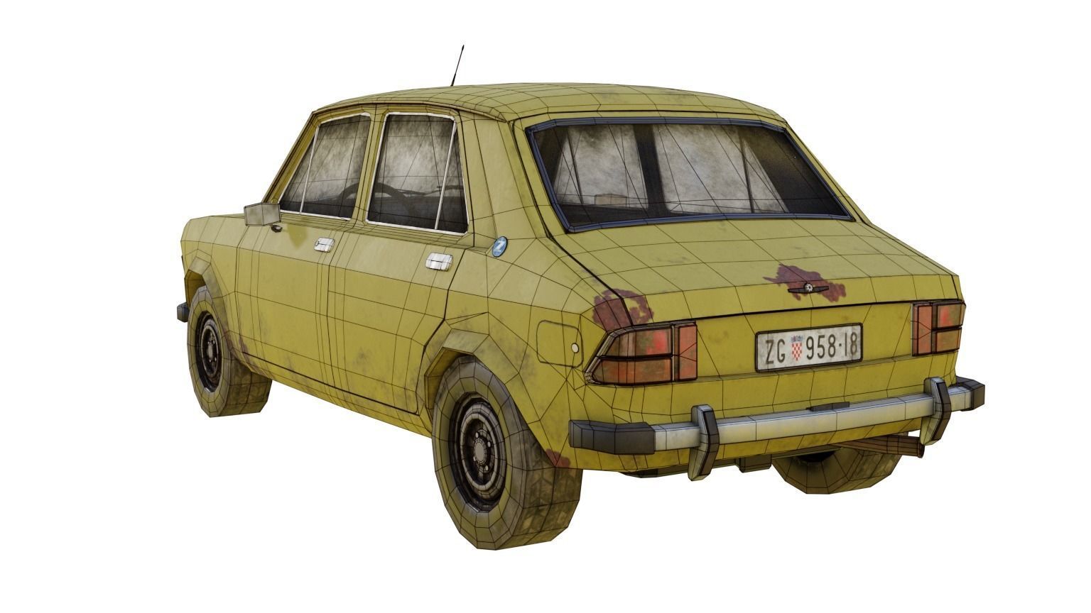 3D model Yugo Zastava Old Rusty Car Low Poly VR / AR / low-poly | CGTrader