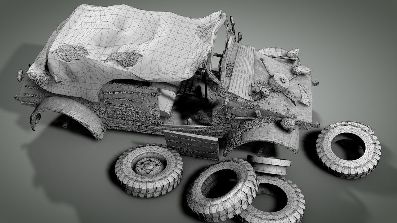 Wrecked Rusty Car 3D model | CGTrader
