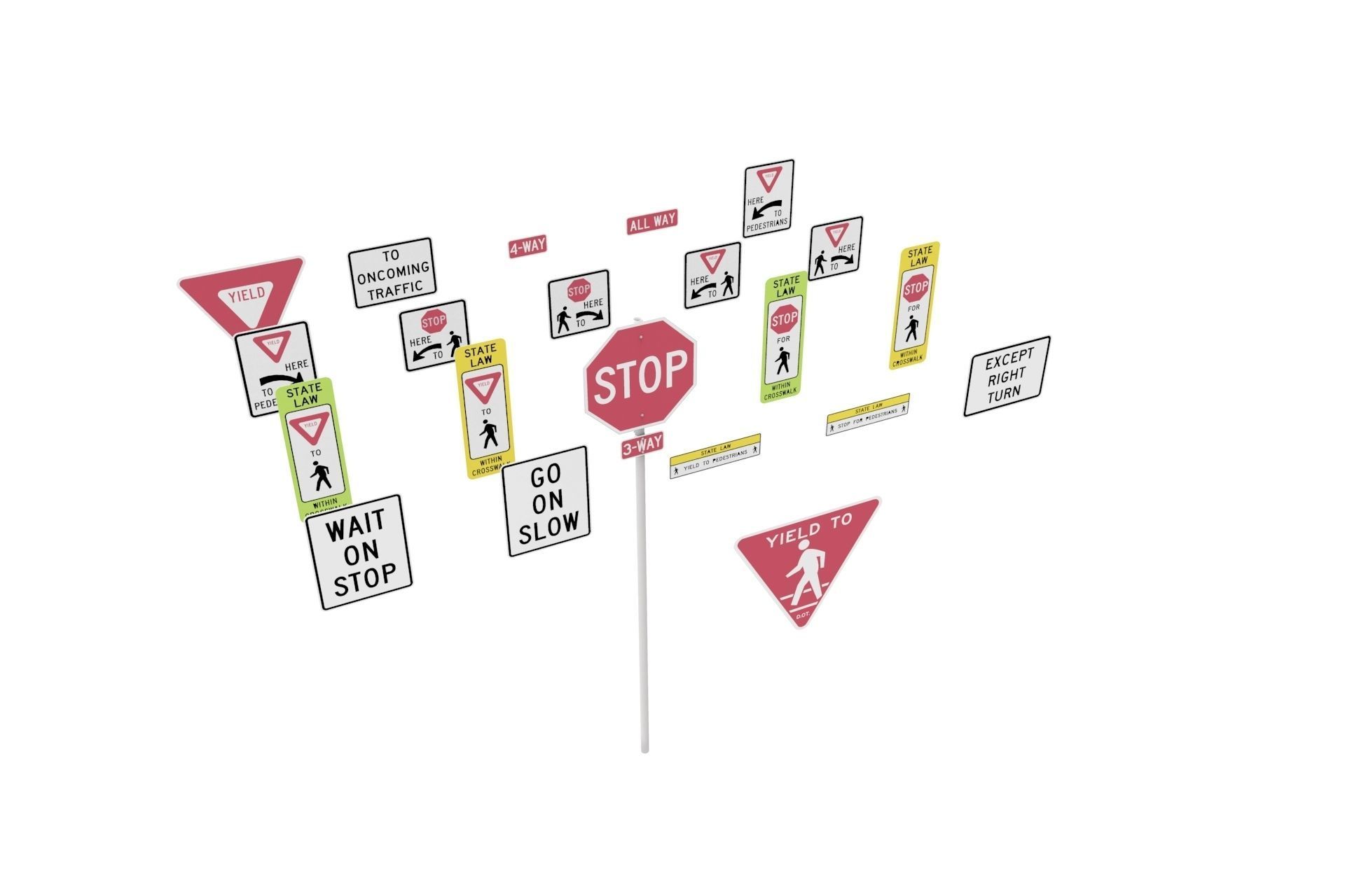 Road Sign US R1 Series Stop And Yield BIM Collection 3D model | CGTrader