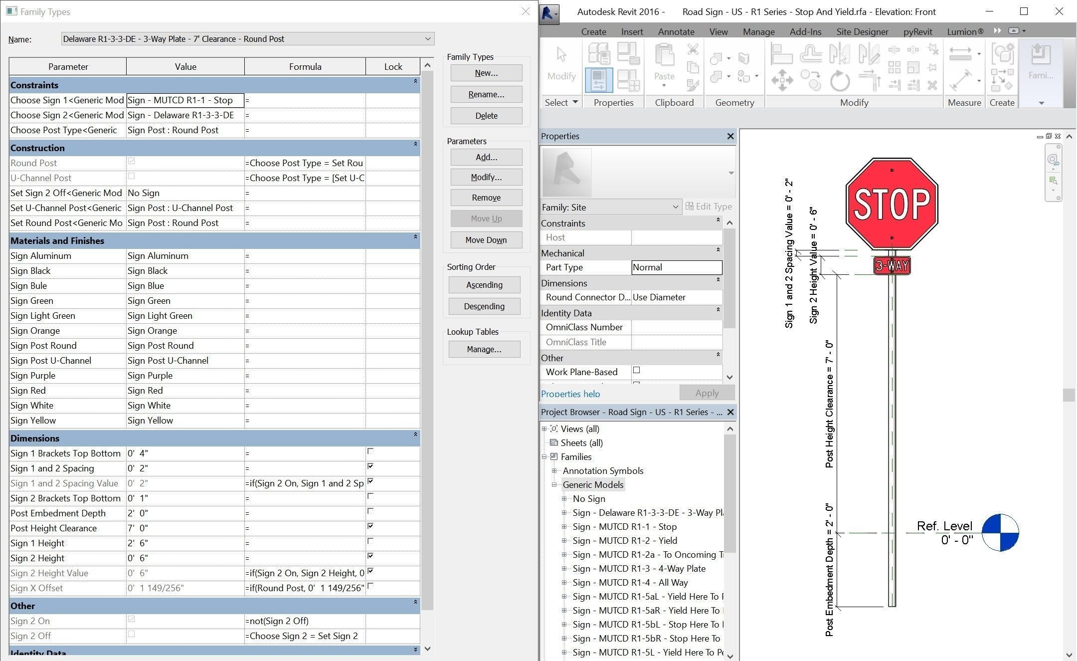 Road Sign US R1 Series Stop And Yield BIM Collection 3D model | CGTrader