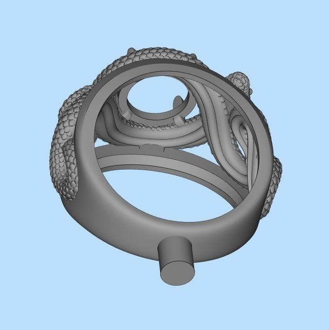 Design gemstone ring with snakes 3dm stl 3D print model 3D model 3D ...