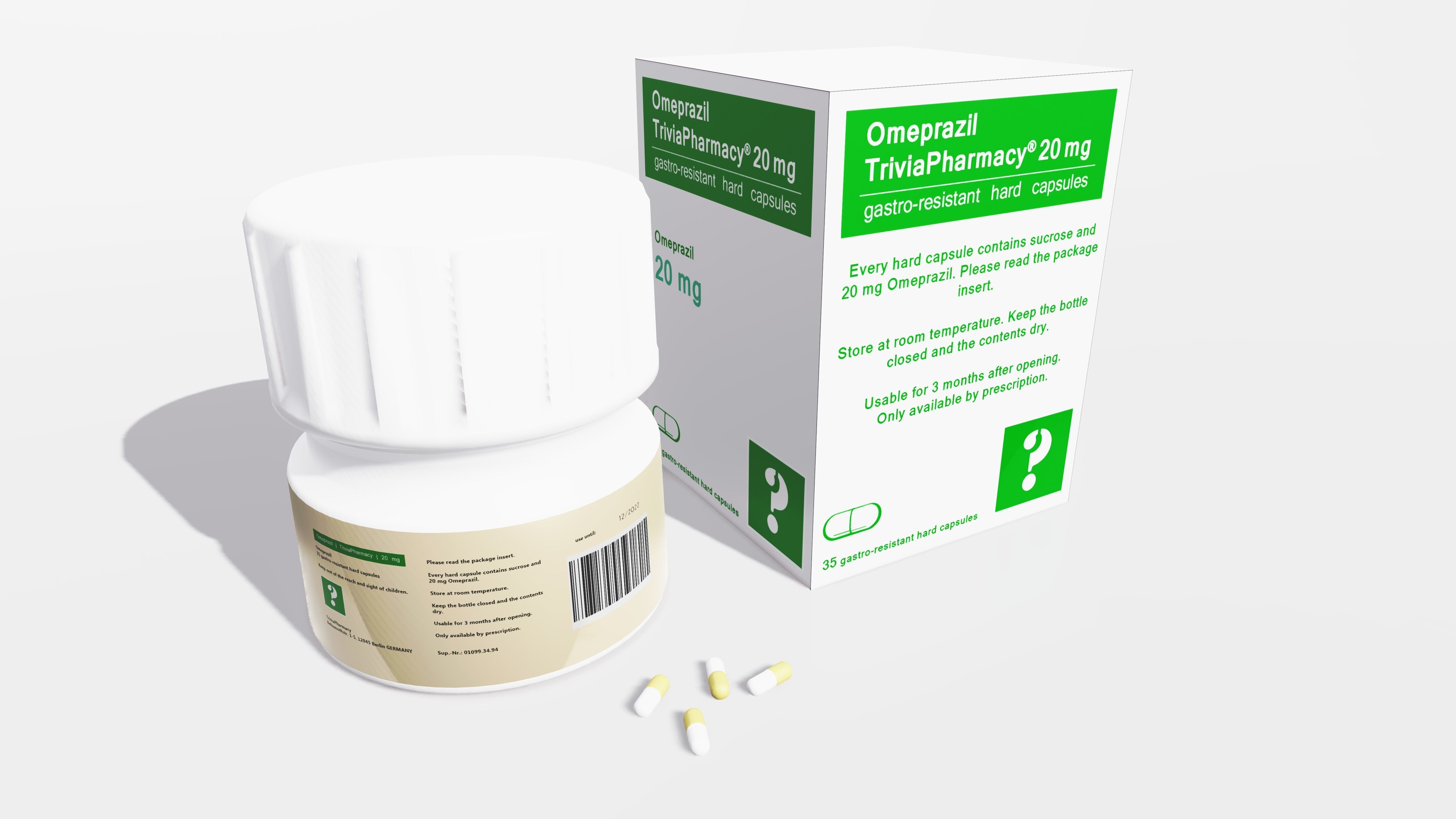 3D model Medicine prop - Omeprazil TriviaPharmacy 20mg VR / AR / low ...
