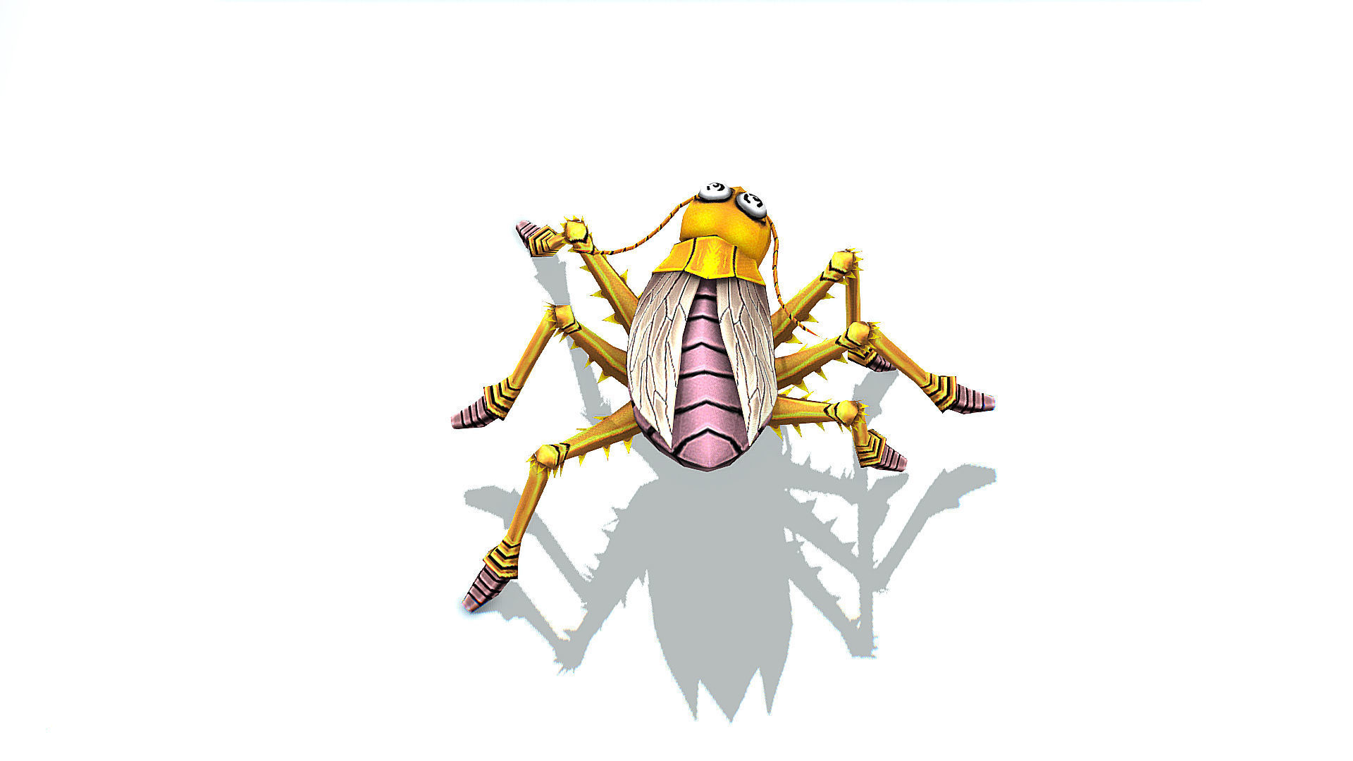 3D model Animated Funny Cartoon White Roach Insect VR / AR / low-poly ...