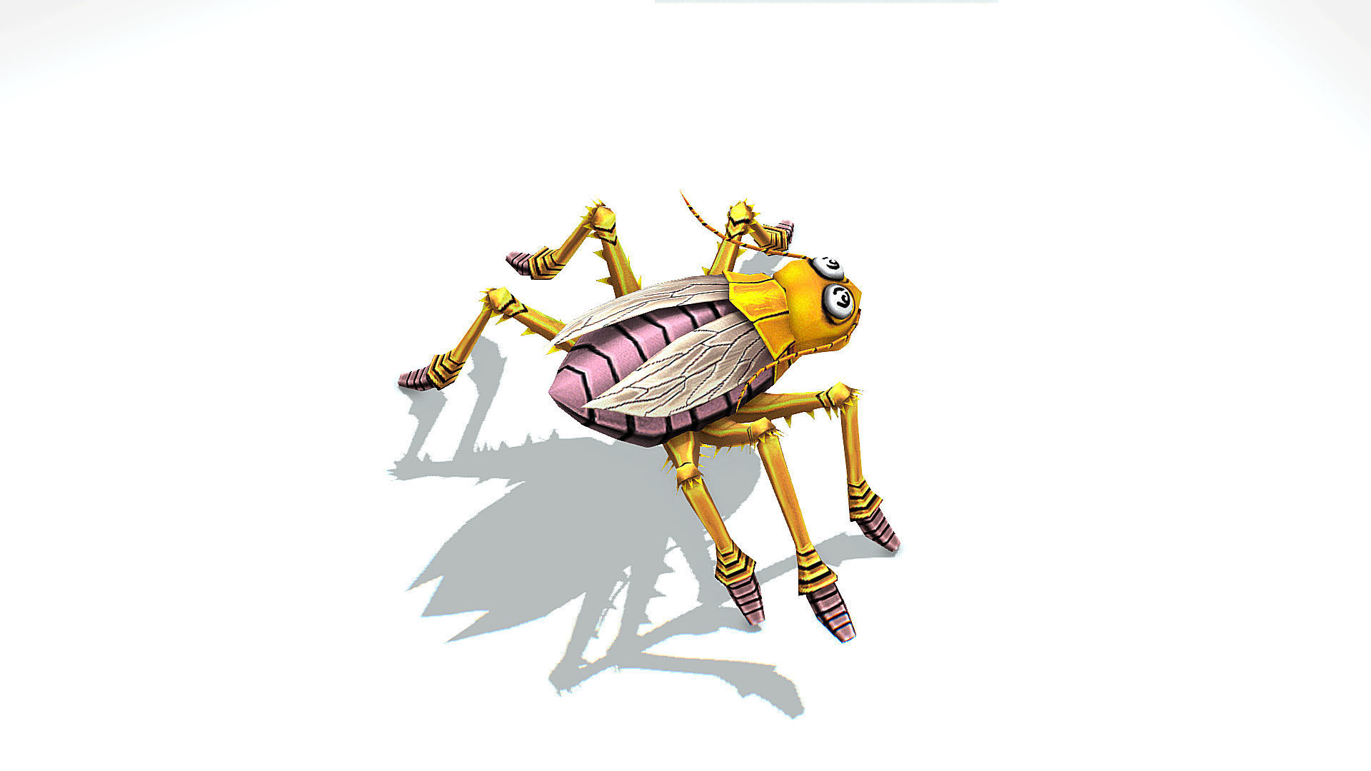 3D model Animated Funny Cartoon White Roach Insect VR / AR / low-poly ...