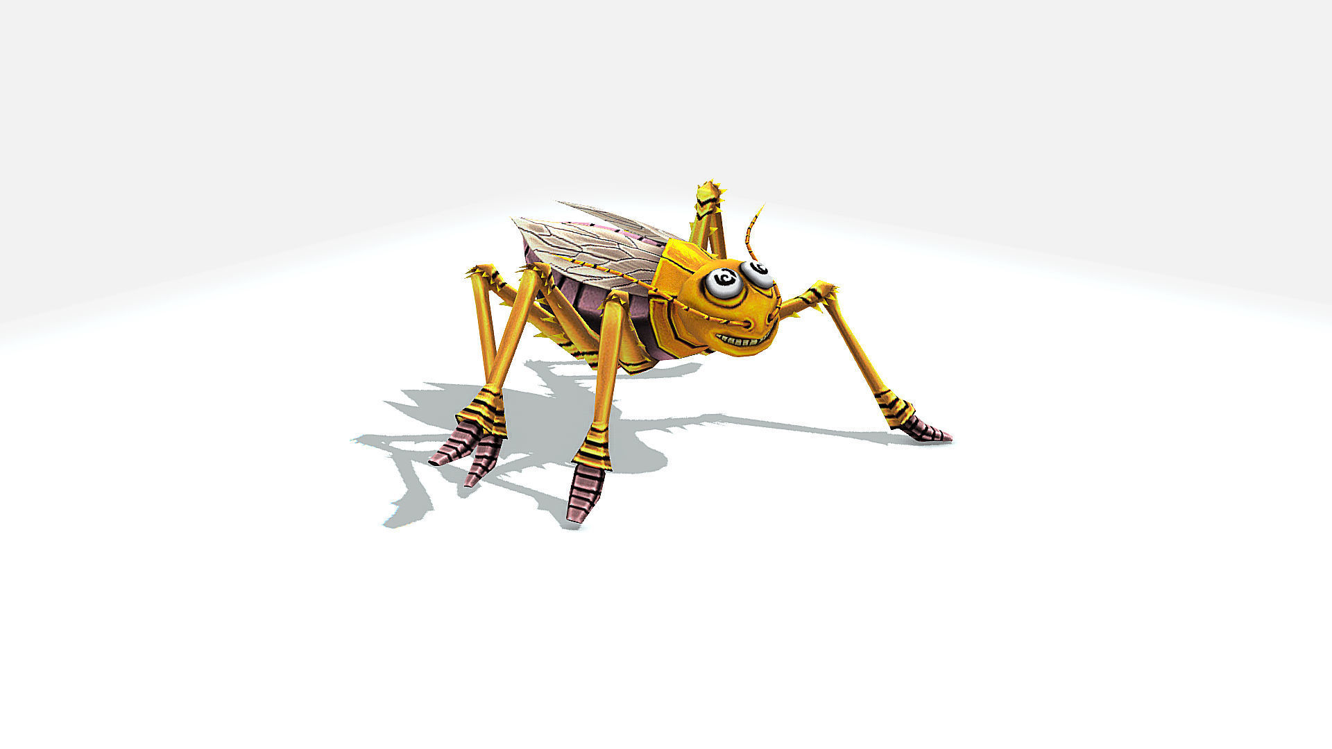 3D model Animated Funny Cartoon White Roach Insect VR / AR / low-poly ...