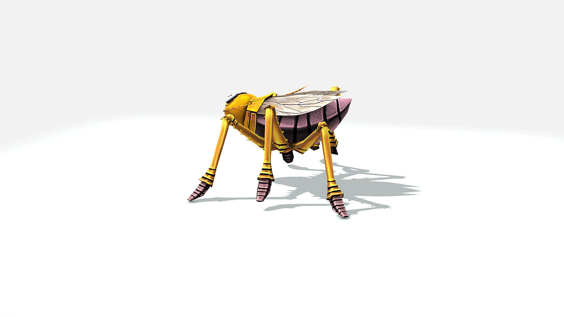 3D model Animated Funny Cartoon White Roach Insect VR / AR / low-poly ...