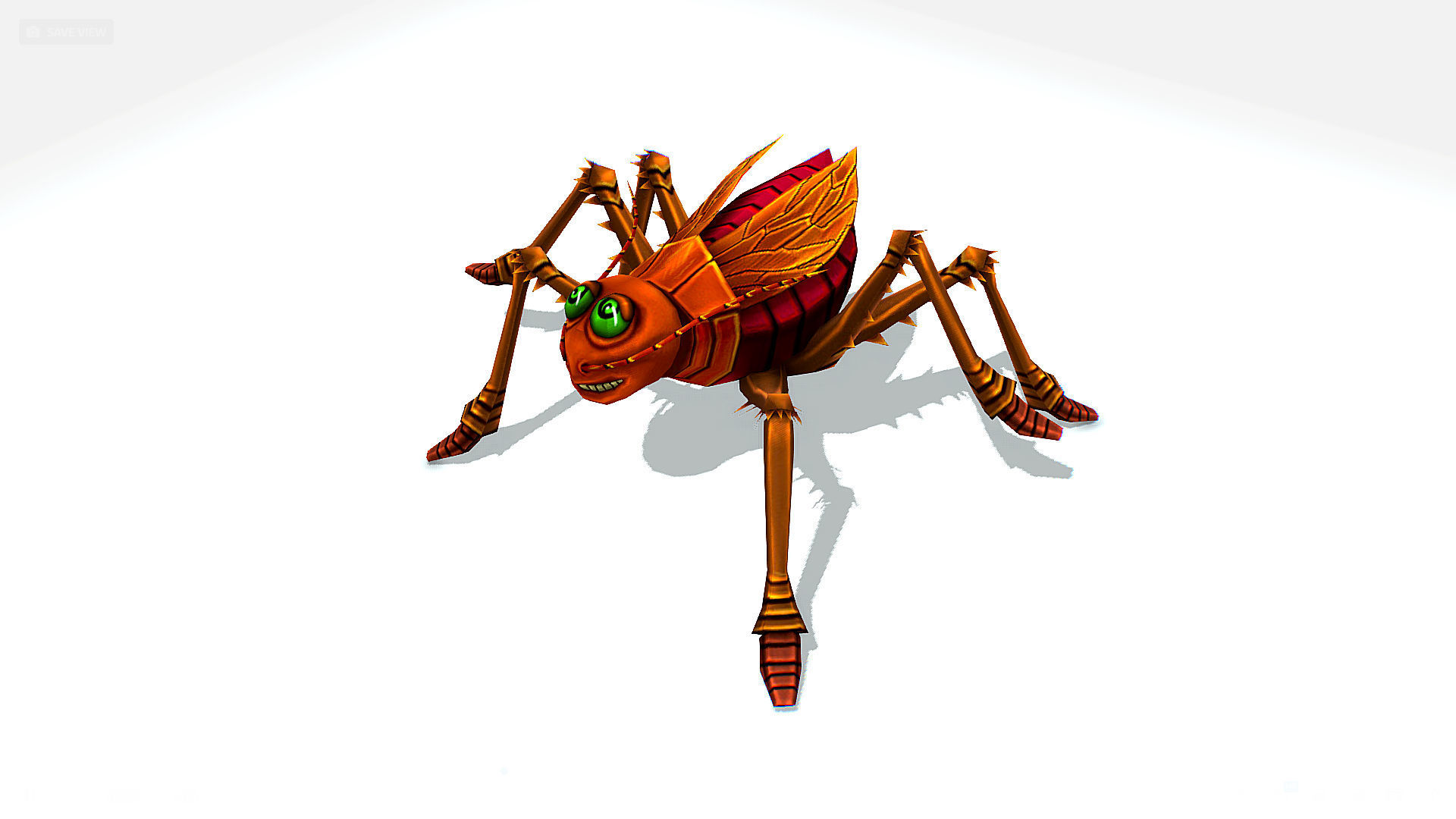 3D model Animated Funny Cartoon Brown Insect Roach VR / AR / low-poly ...