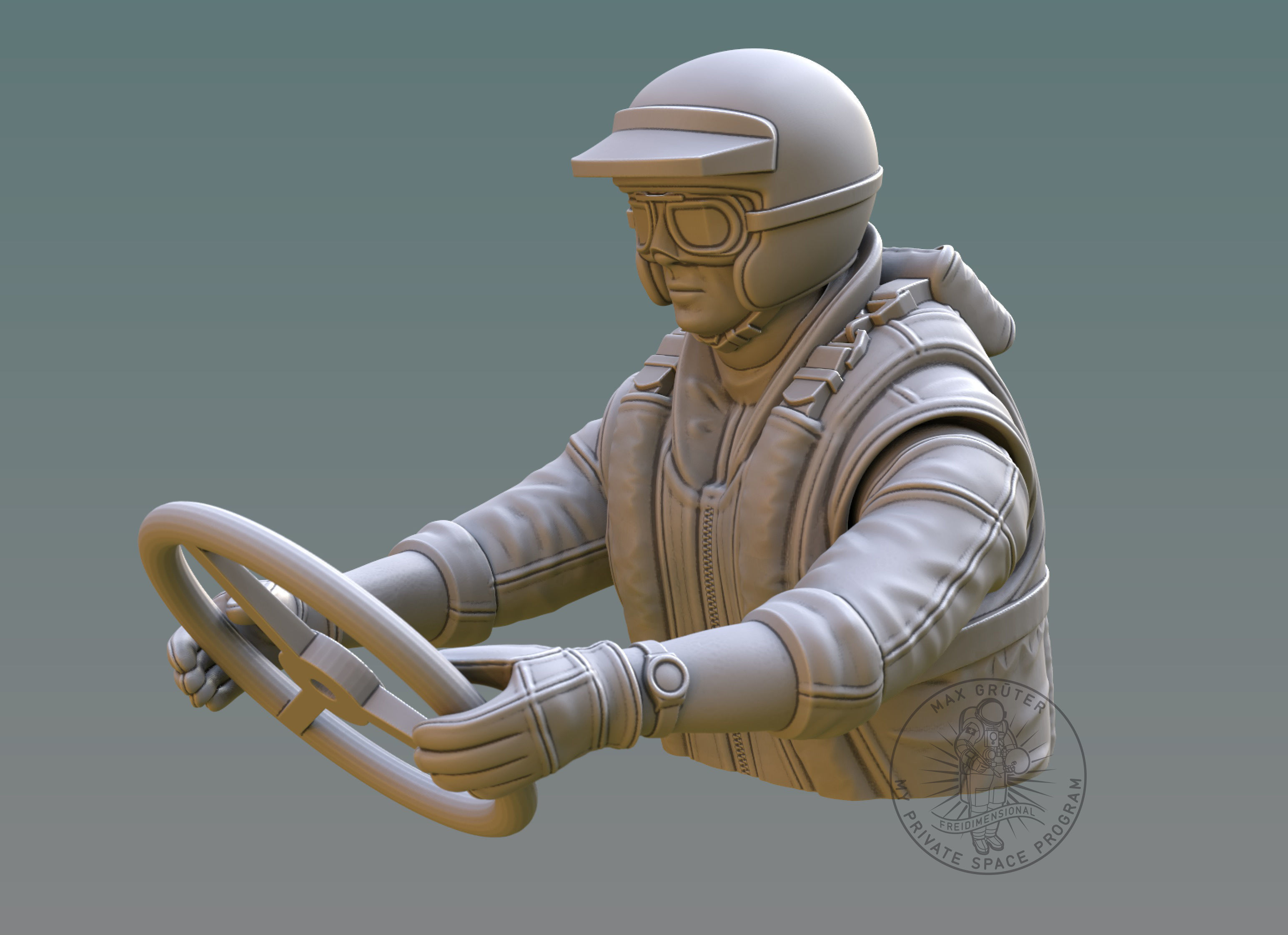 Drag Boat Pilot Bust 3D model 3D printable | CGTrader