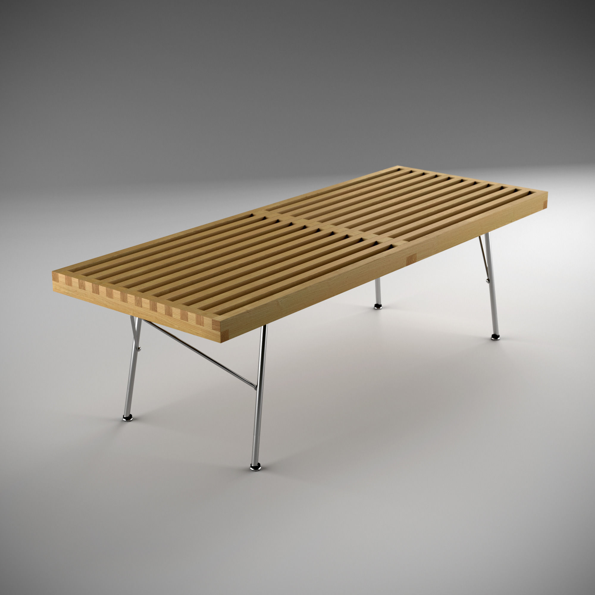 Nelson Platform Bench - Metal Leg 3D model | CGTrader