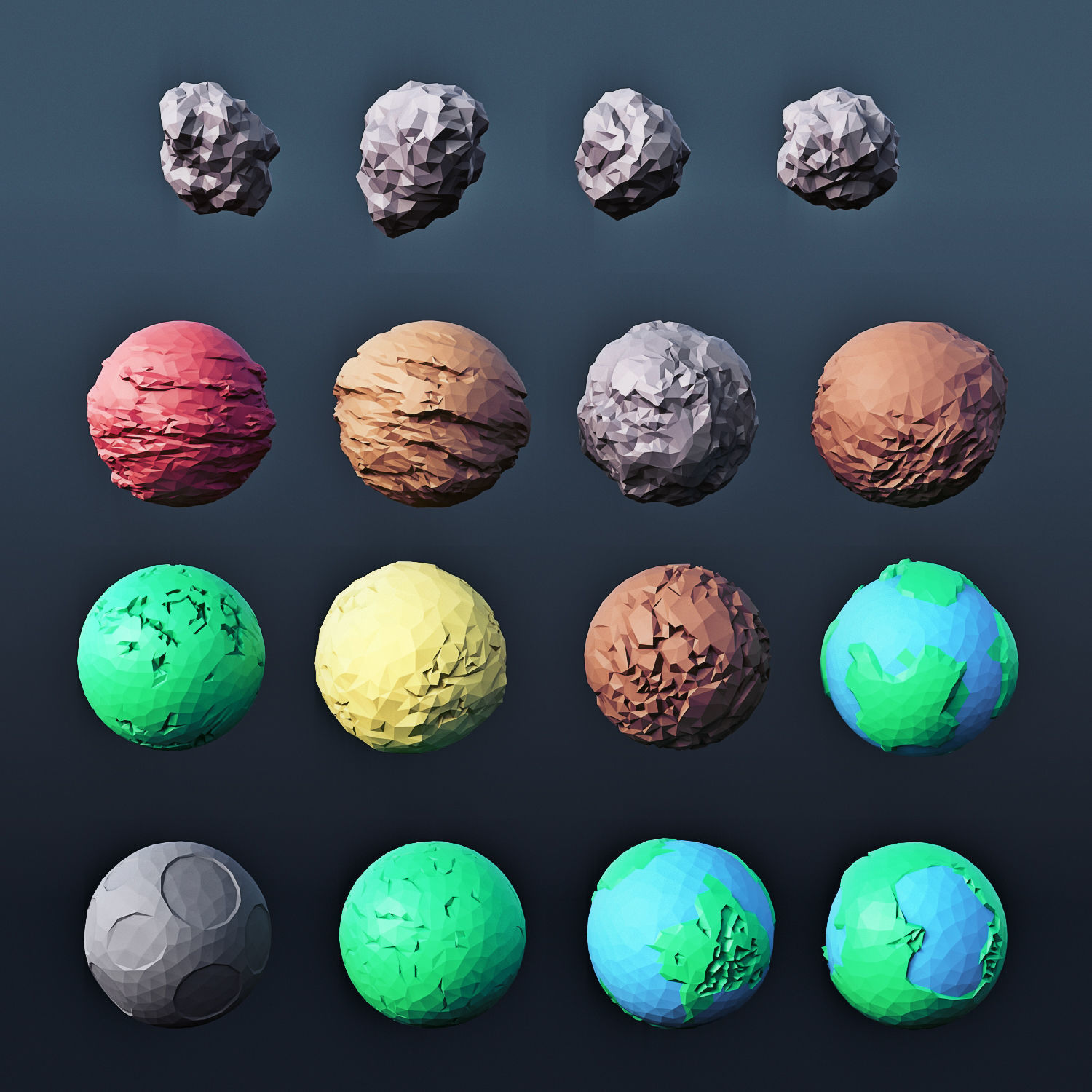 3D model Planets and Asteroids Low Poly VR / AR / low-poly | CGTrader