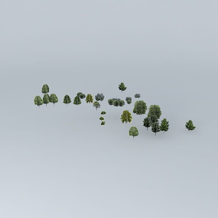 Green group of trees free 3D model | CGTrader