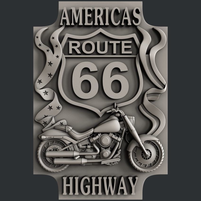 3d STL models for CNC router Route 66 3D model | CGTrader