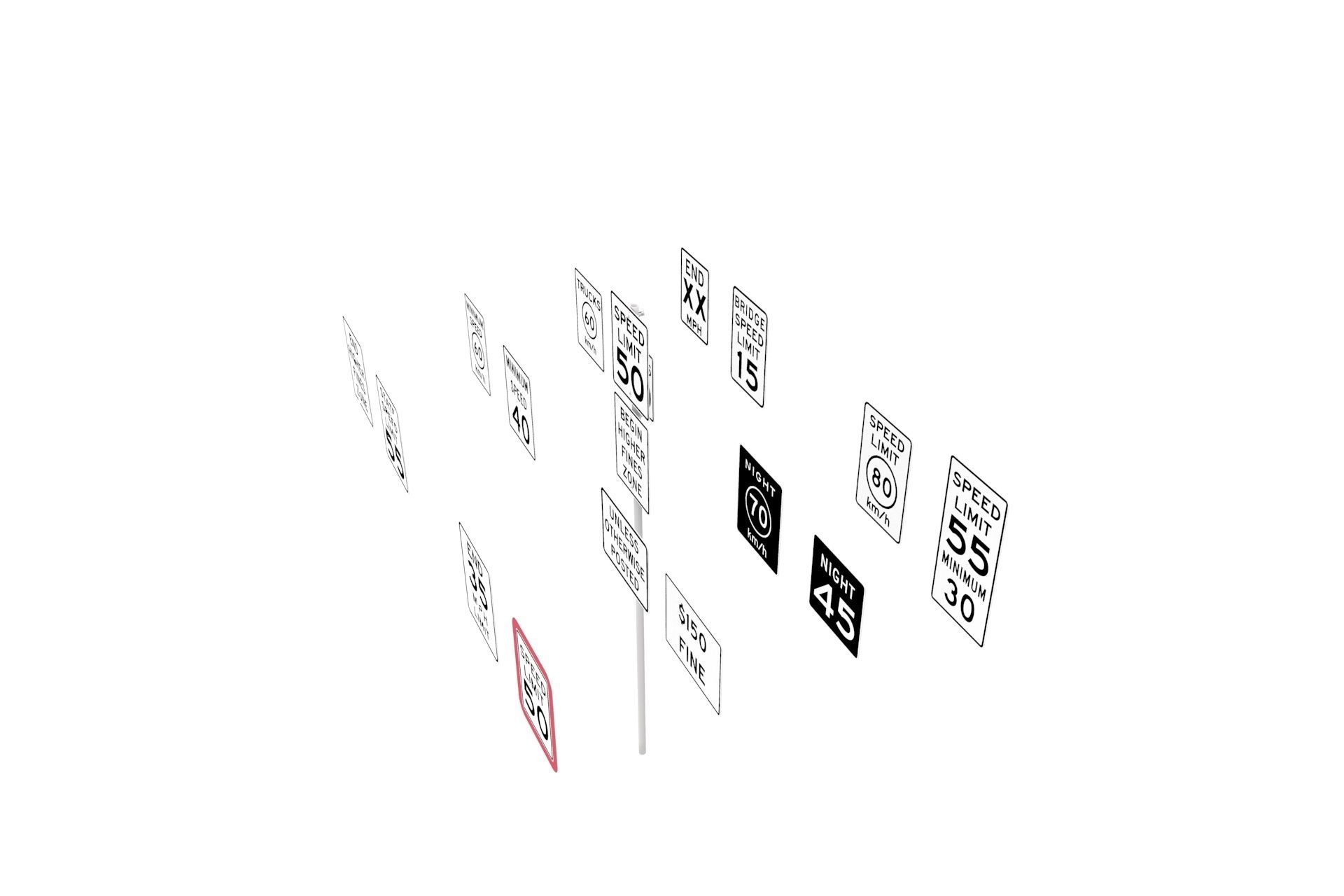 Road Sign US R2 Series Speed Limit BIM Collection 3D model | CGTrader