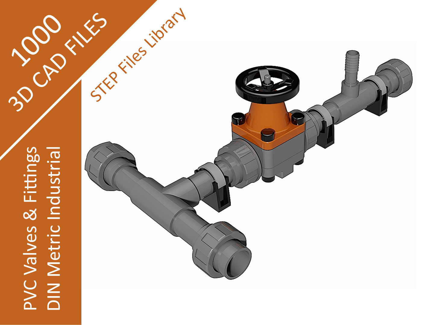 PVC METRIC - VALVES AND FITTINGS INDUSTRIAL - STEP 3D model | CGTrader