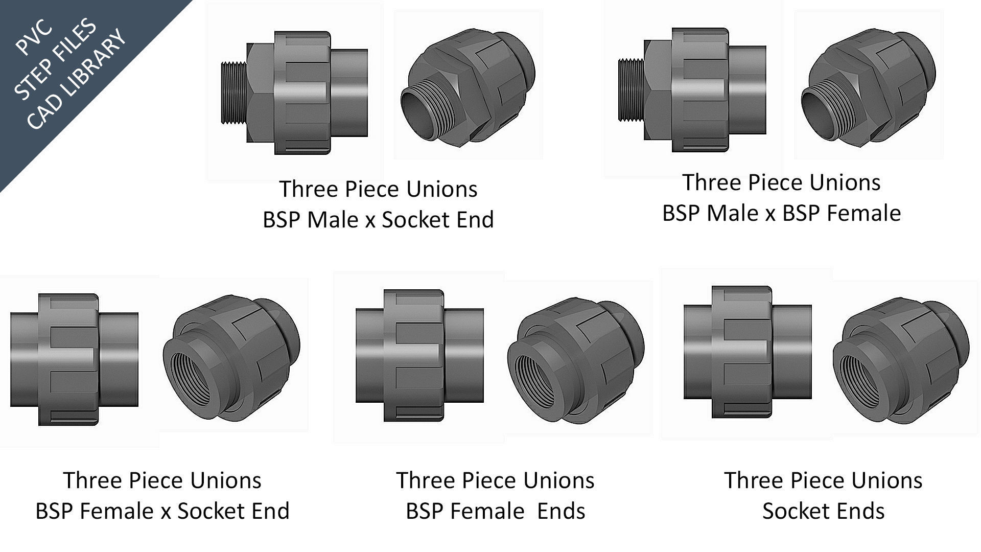 PVC METRIC - VALVES AND FITTINGS INDUSTRIAL - STEP 3D model | CGTrader