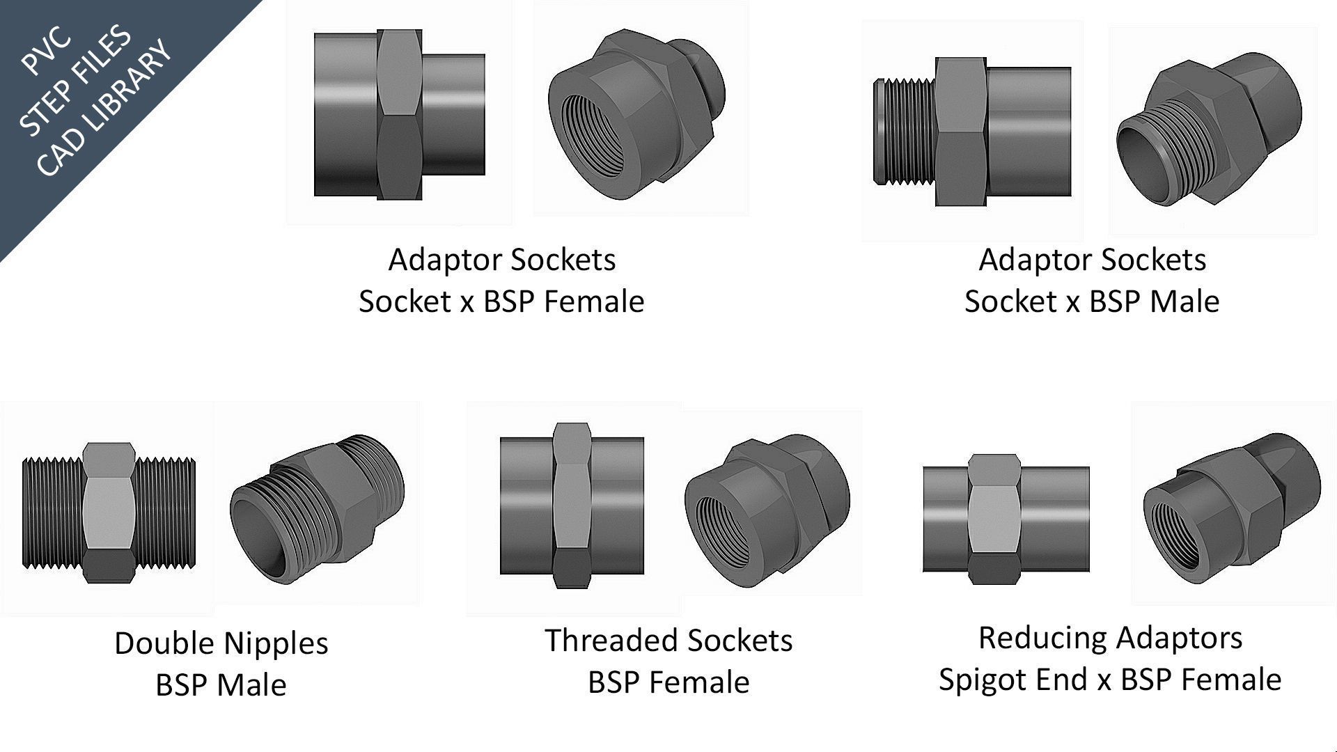 PVC METRIC - VALVES AND FITTINGS INDUSTRIAL - STEP 3D model | CGTrader