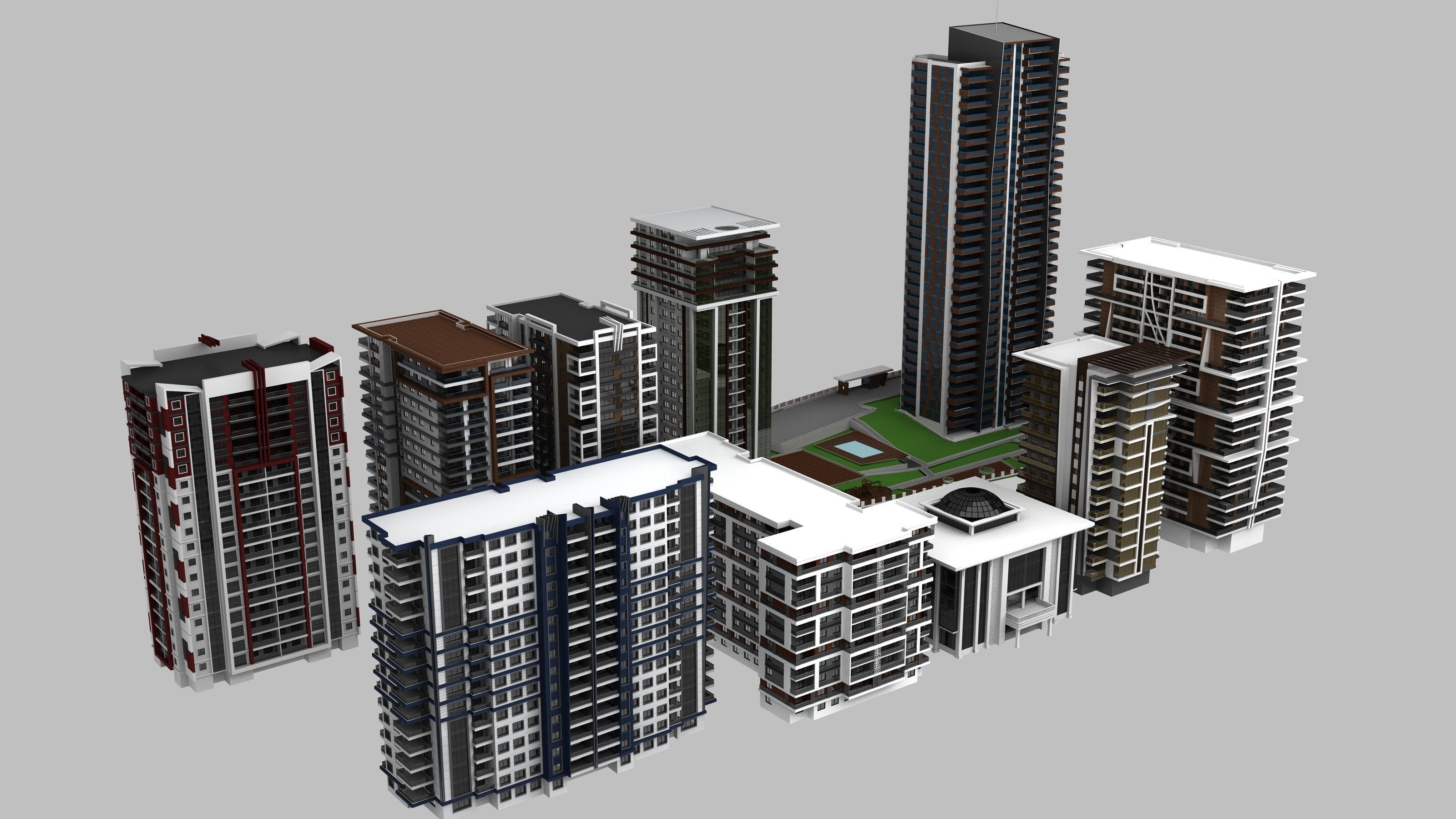10 Building Model 3ds max 3D model | CGTrader