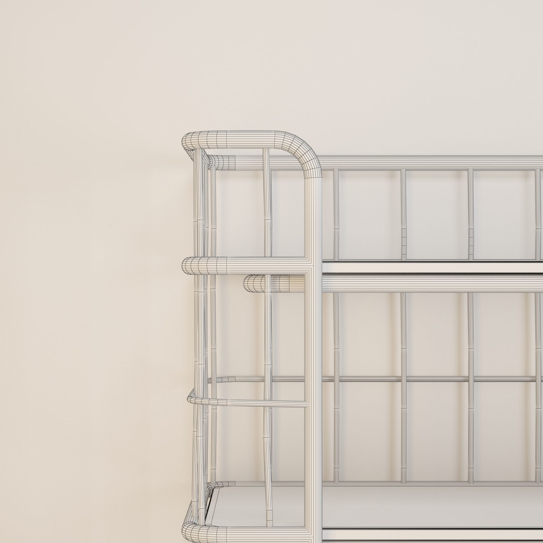 Circa 1900 Caged Bakers Rack Wide Single Shelving 3D model | CGTrader