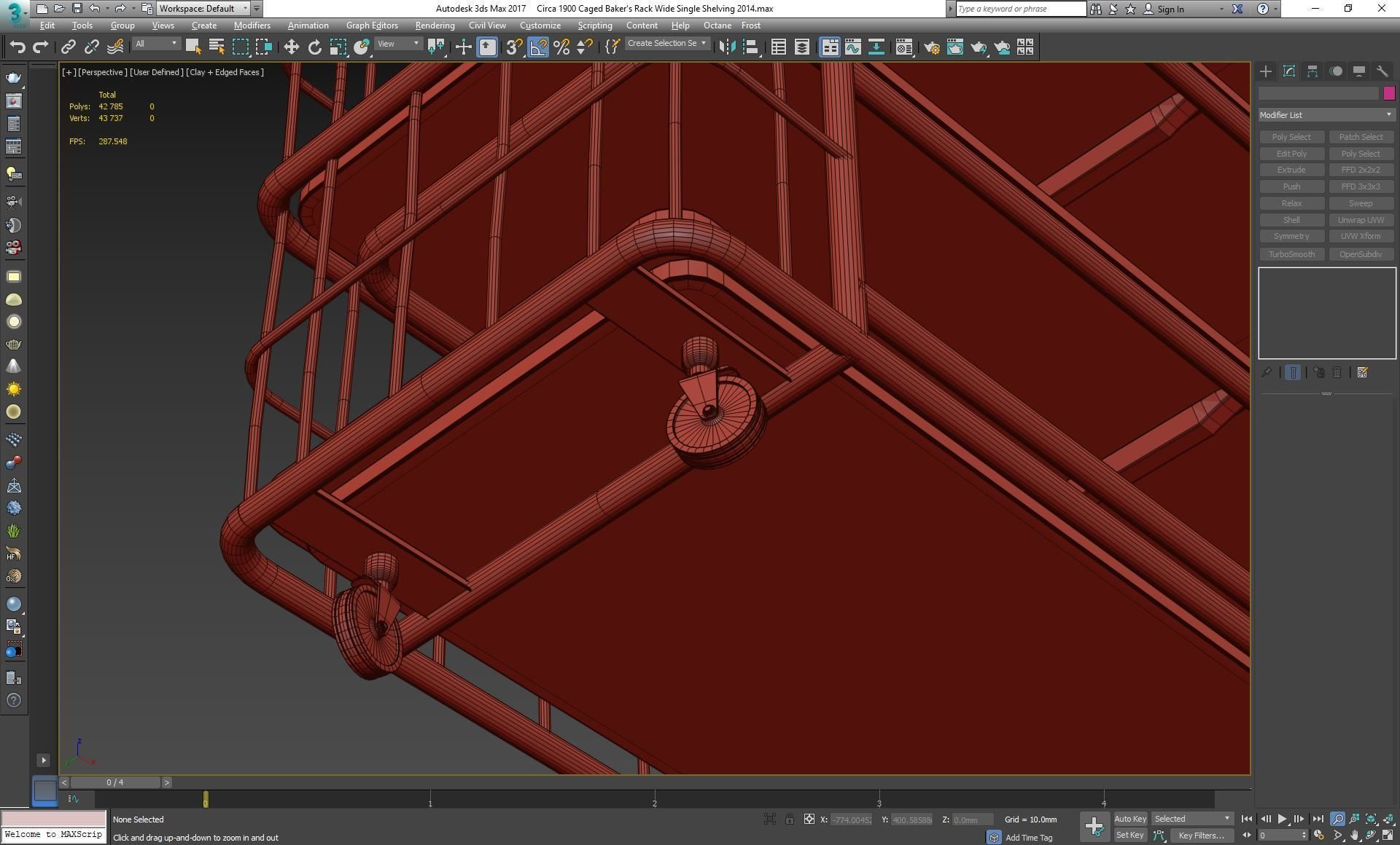 Circa 1900 Caged Bakers Rack Wide Single Shelving 3D model | CGTrader