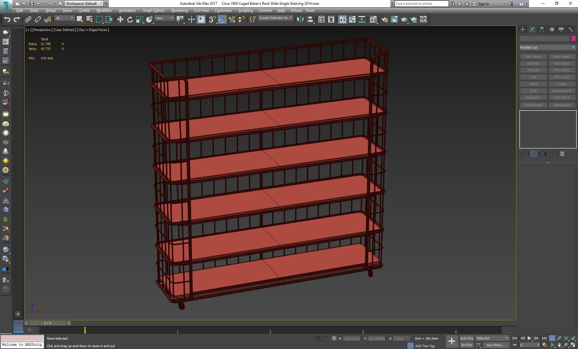 Circa 1900 Caged Bakers Rack Wide Single Shelving 3D model | CGTrader