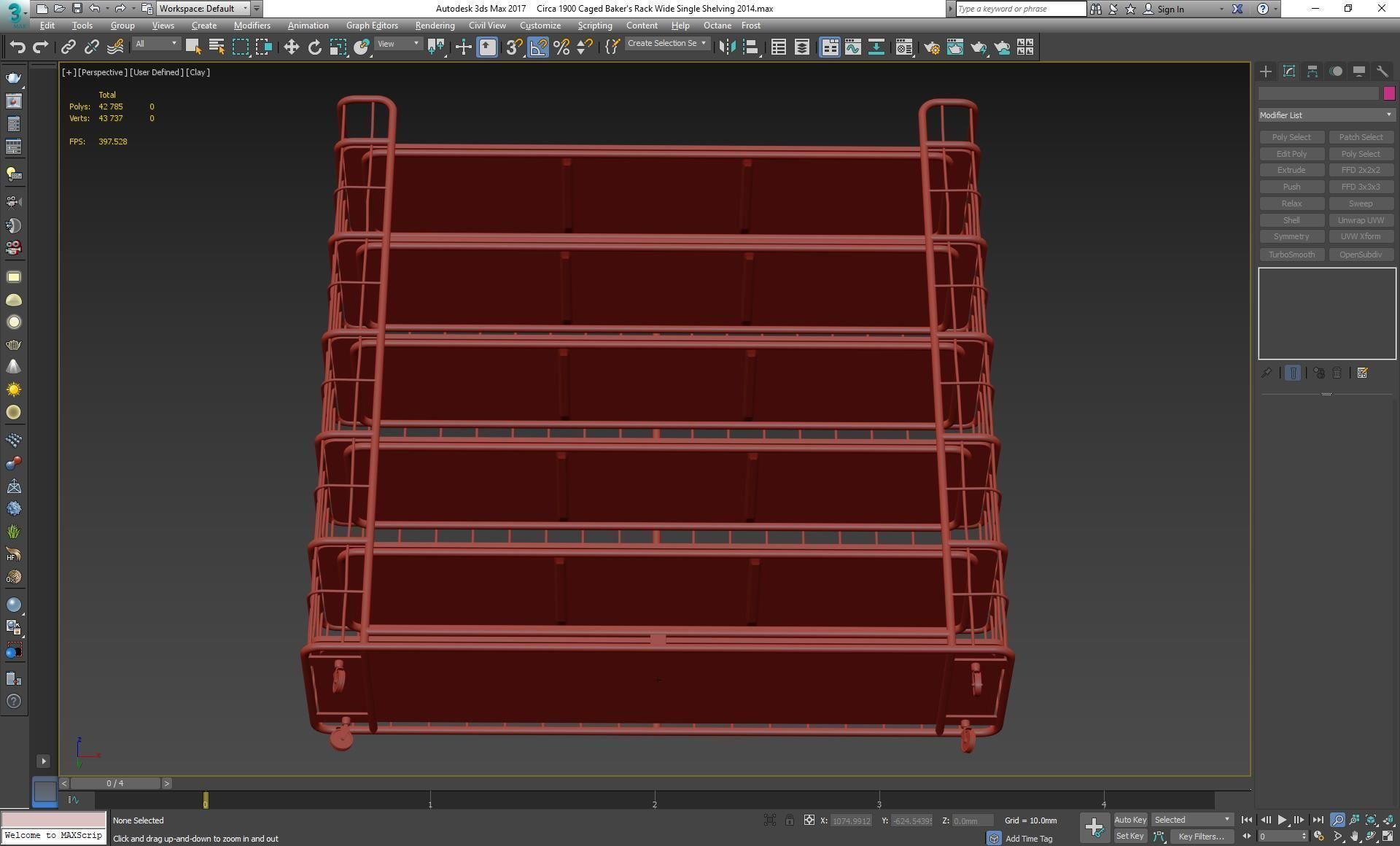 Circa 1900 Caged Bakers Rack Wide Single Shelving 3D model | CGTrader