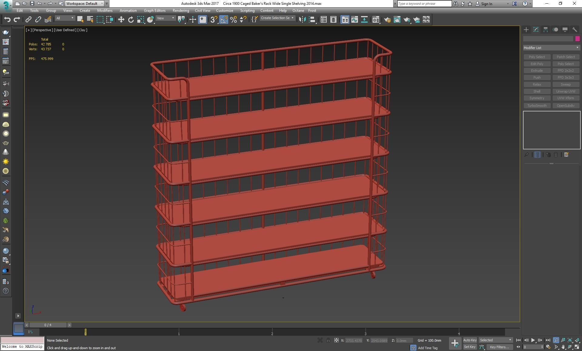 Circa 1900 Caged Bakers Rack Wide Single Shelving 3D model | CGTrader