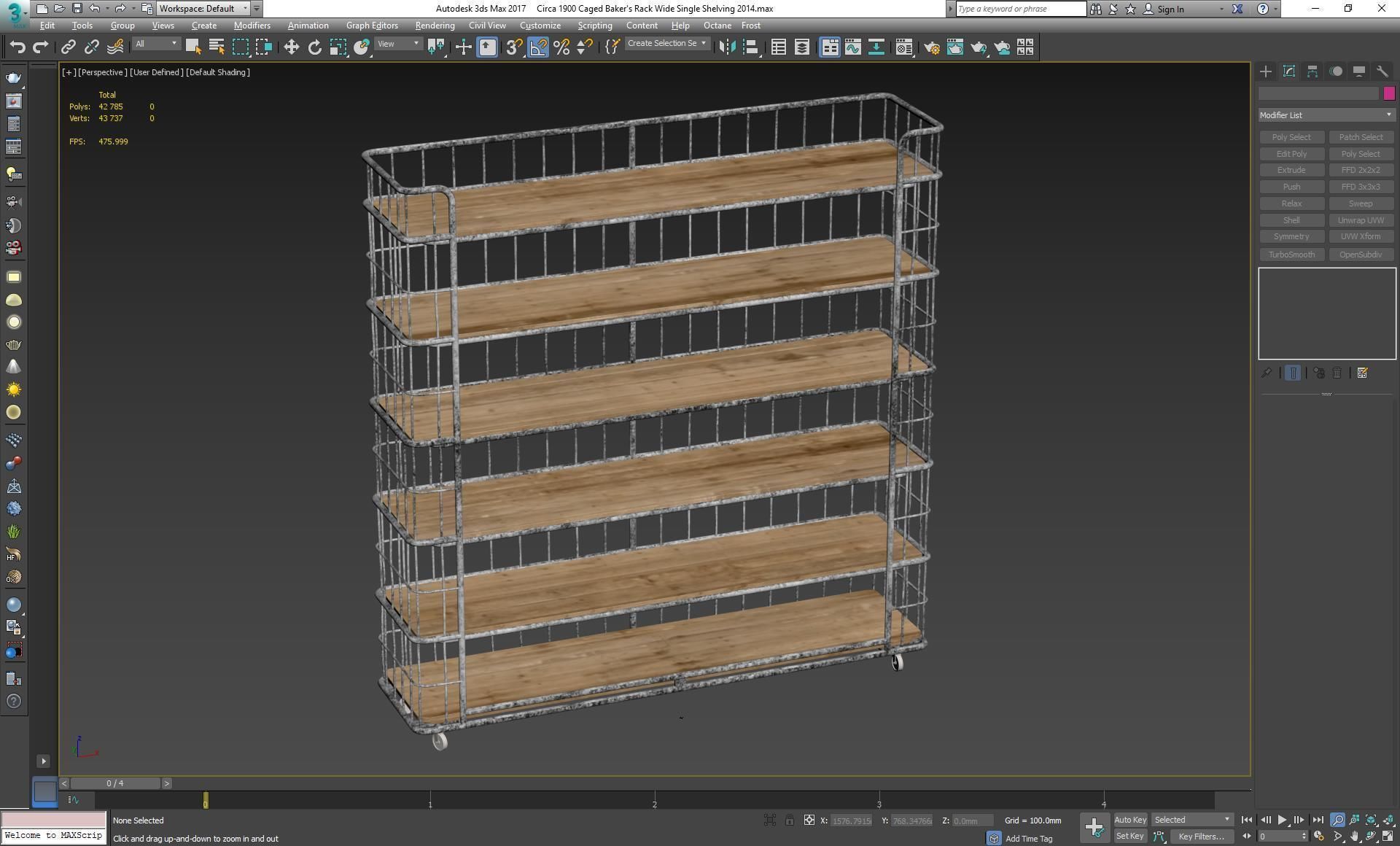 Circa 1900 Caged Bakers Rack Wide Single Shelving 3D model | CGTrader